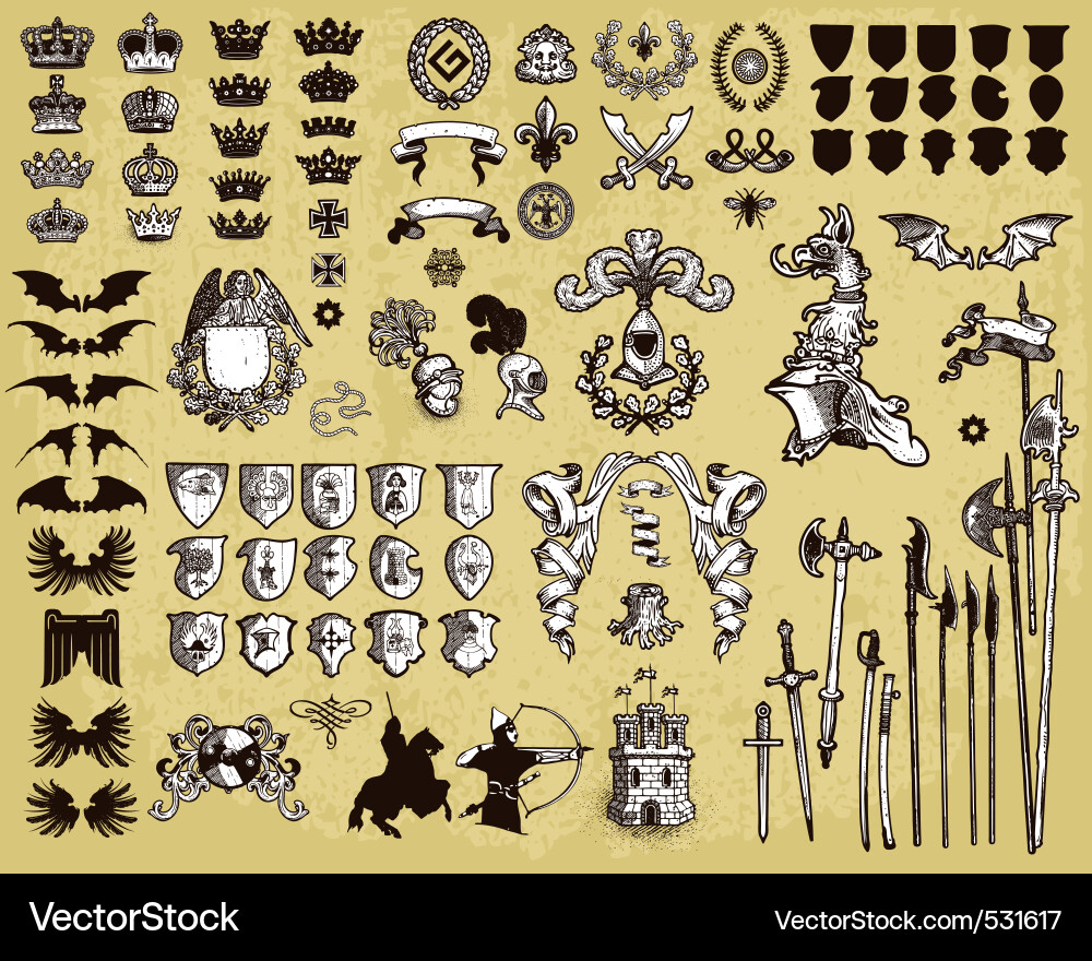 Set of heraldic elements Royalty Free Vector Image