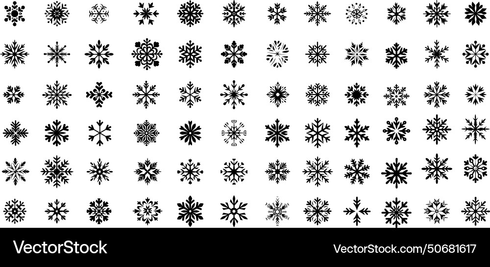 Snowflakes set big bundle of winter Royalty Free Vector