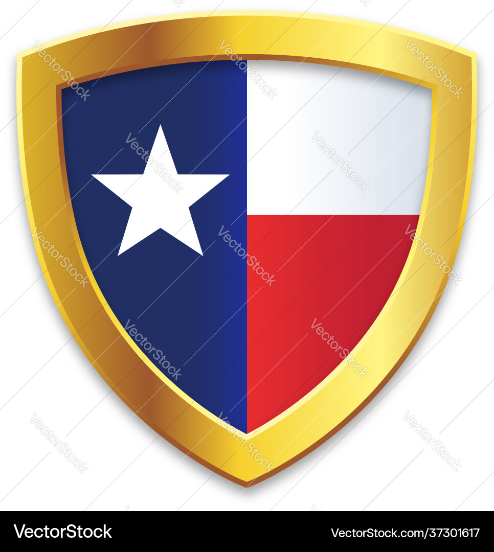 Texas State Shield mit Gold Bord Lizenzfreies Vektorbild