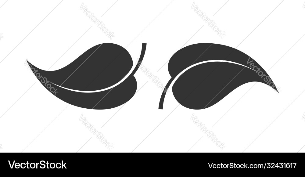 Two leaves sign Royalty Free Vector Image - VectorStock