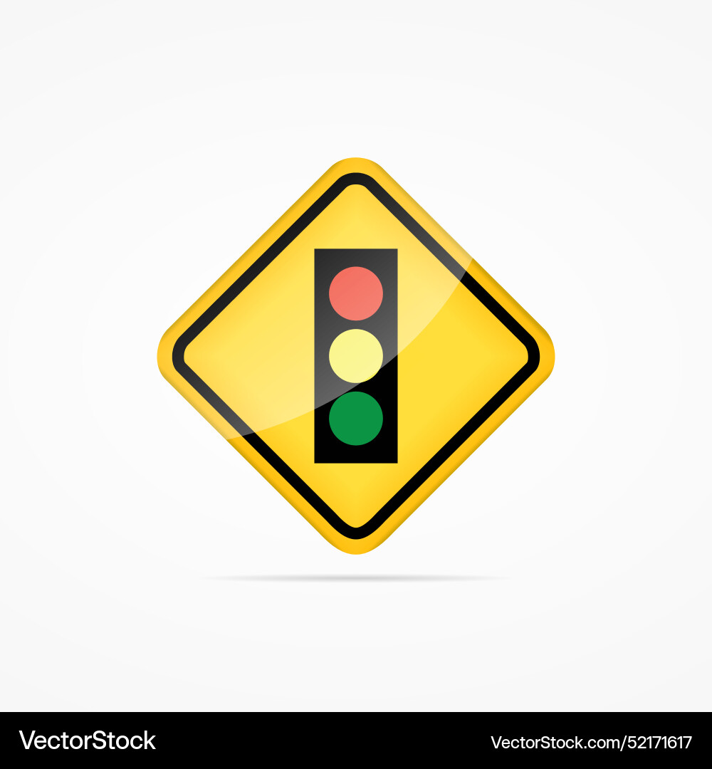 Warning sign of red light isolated traffic Vector Image