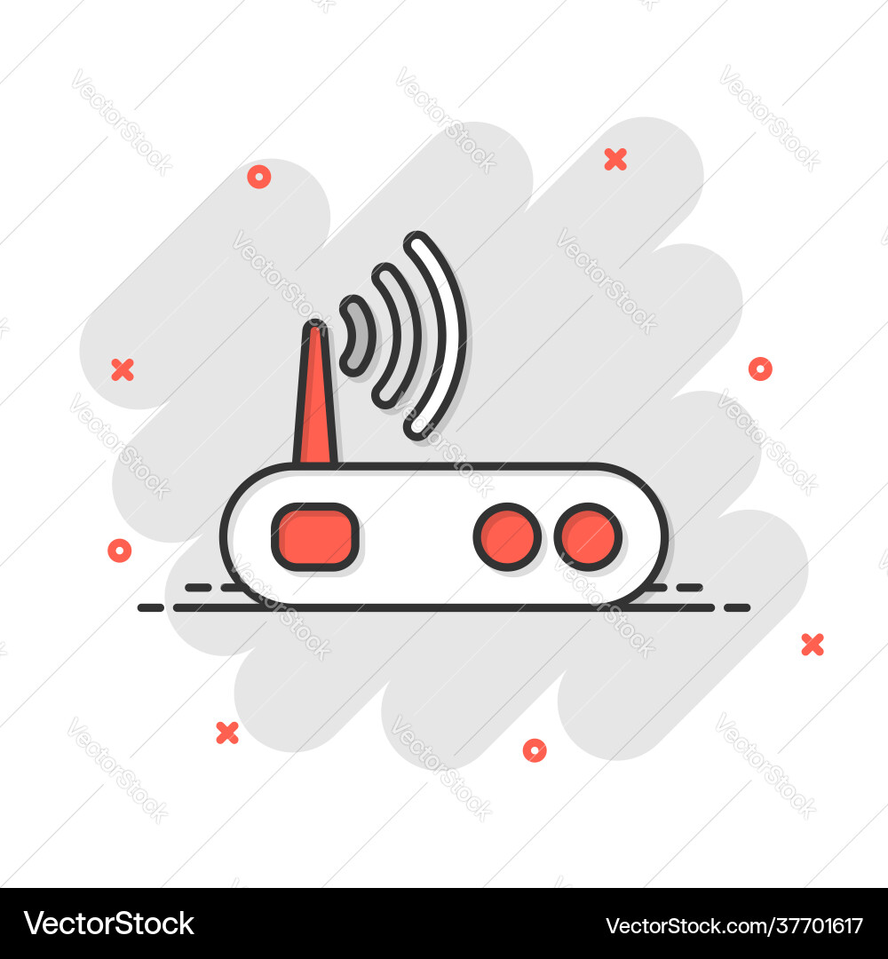 Wifi Router-Symbol im Comic-Stil Breitband Cartoon