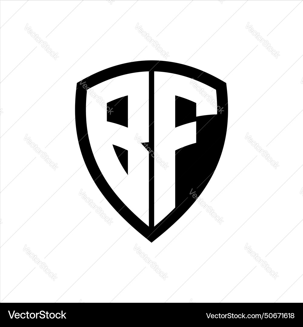 Bf monogram logo with bold letters shield shape Vector Image