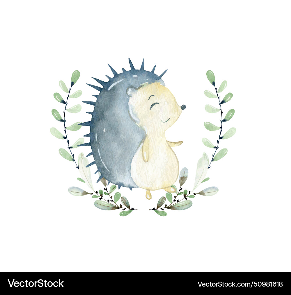 Composition with hedgehog Royalty Free Vector Image