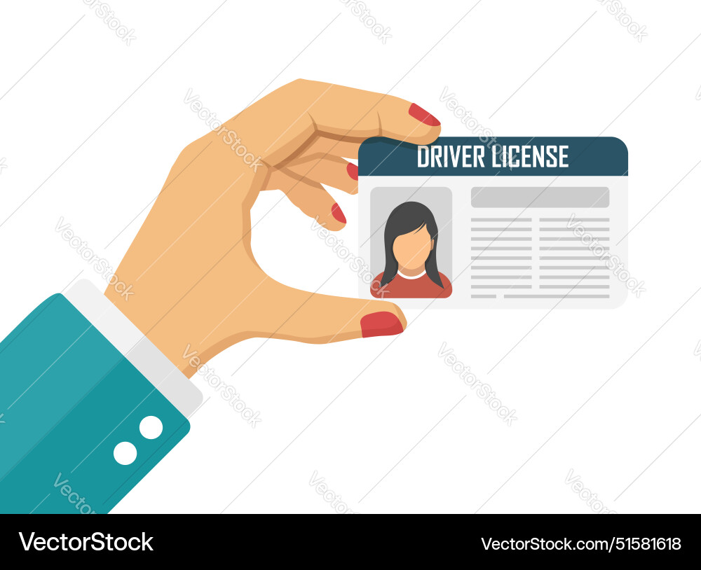Hand holding driver license icon in flat style id Vector Image