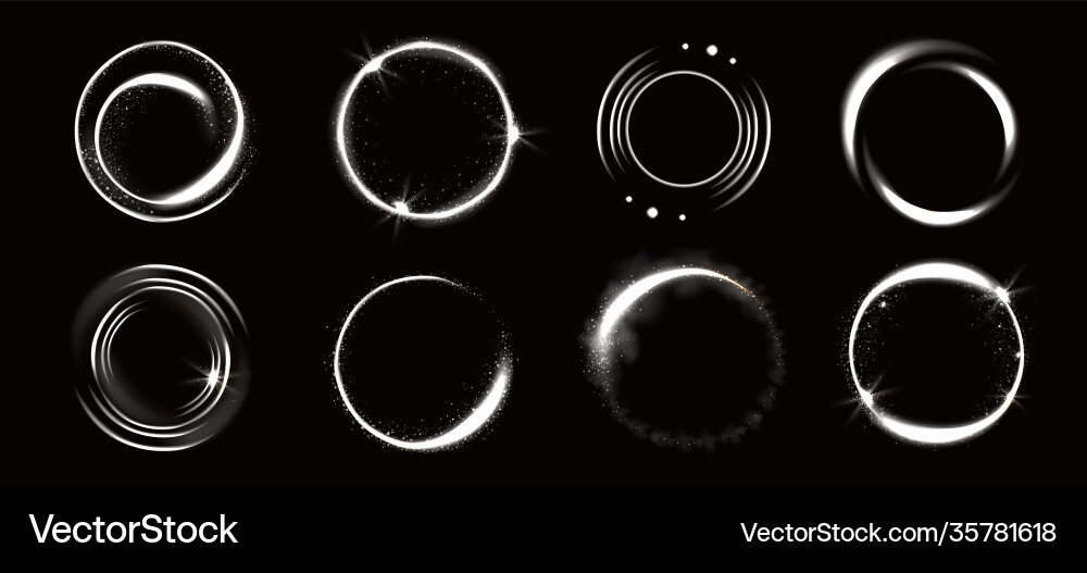 Light circles with sparkles magic glow effect Vector Image