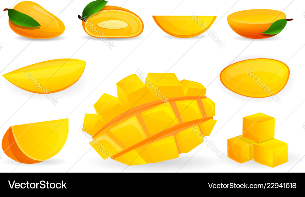 Mango icon set cartoon style Royalty Free Vector Image