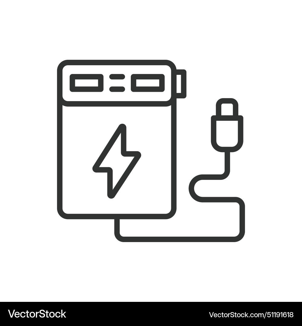 Power bank in line design green Royalty Free Vector Image