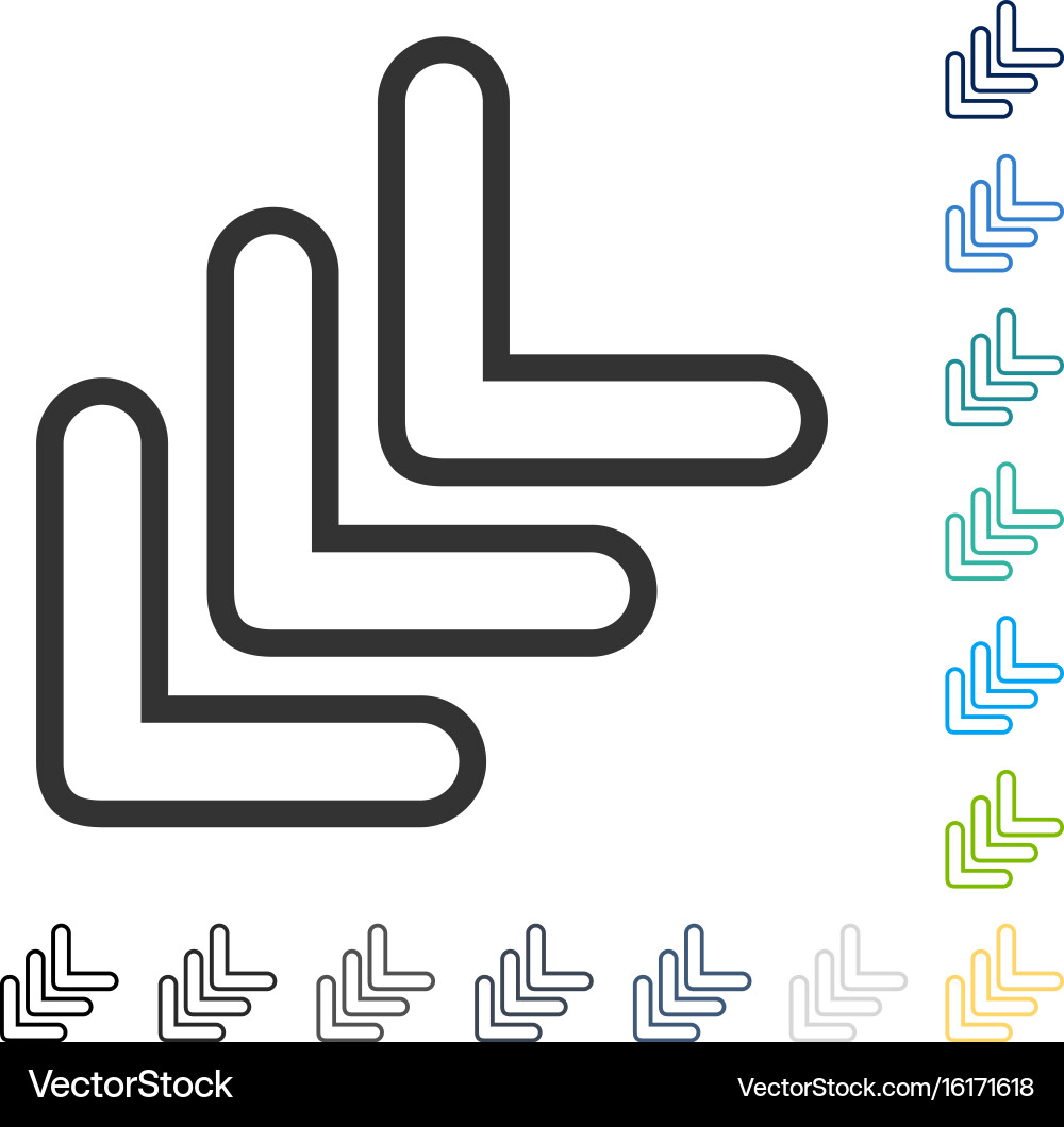 Triple pointer left down icon Royalty Free Vector Image