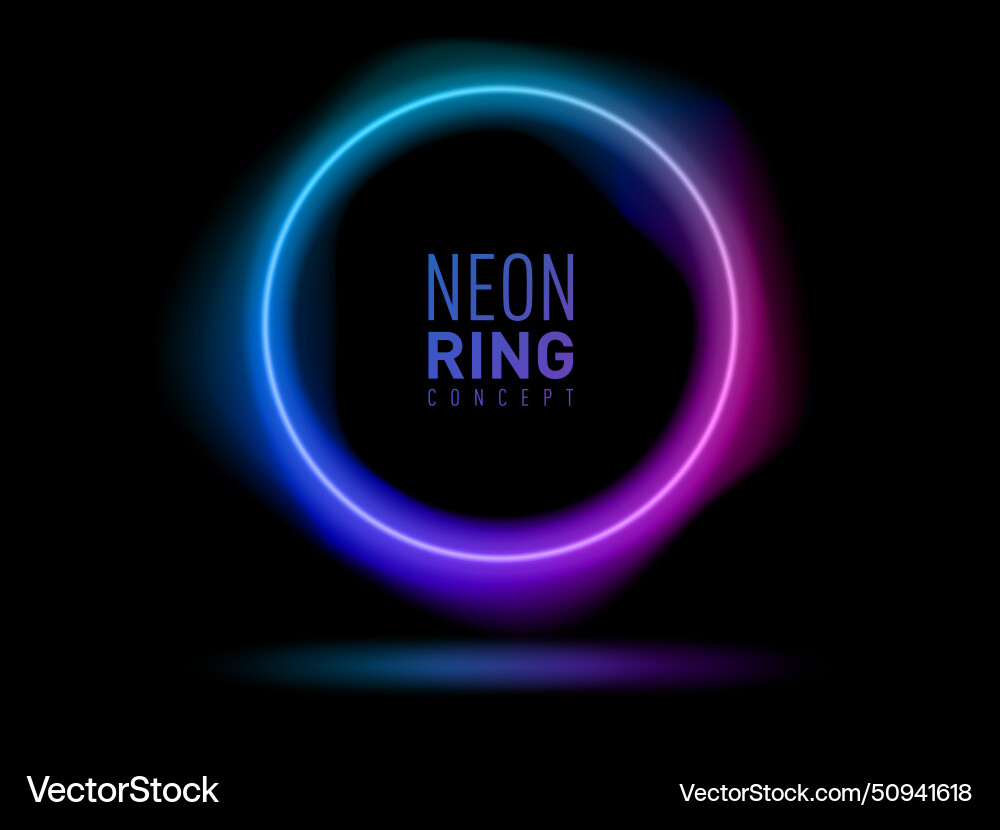 Vibrant color neon light ring frame dark back Vector Image