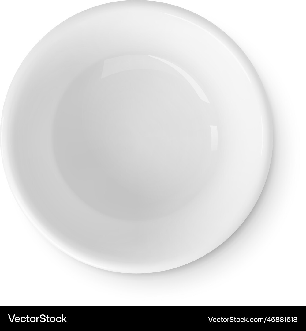 White bowl top view isolated realistic object Vector Image