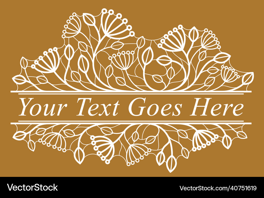 Beautiful linear floral design on dark leaves Vector Image