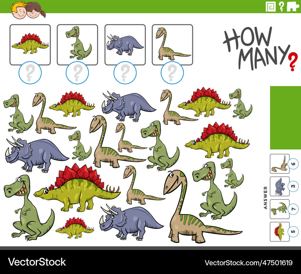 Cartoon Dinosaur Counting Game Royalty Free Vector Image