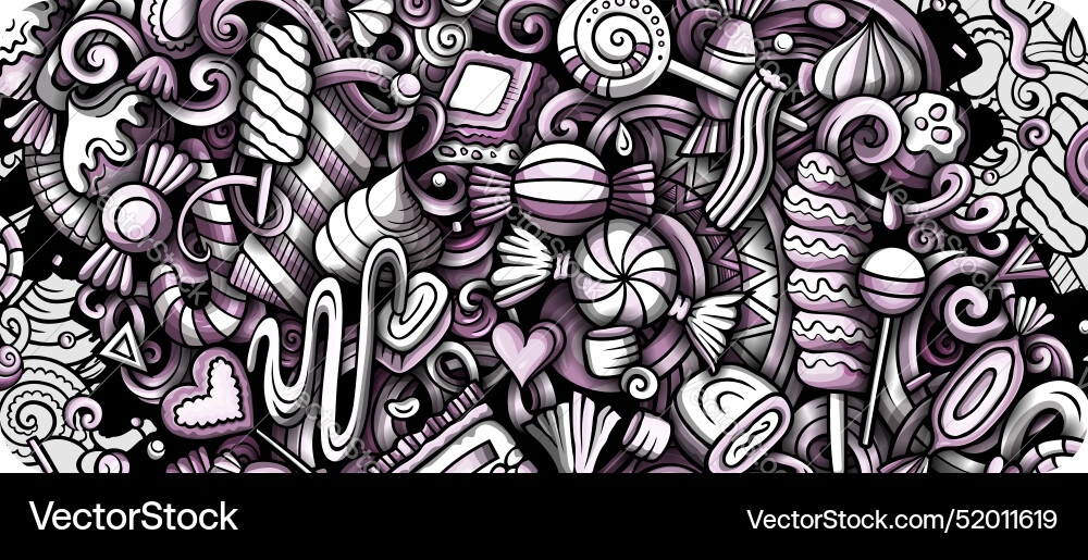 Cartoon doodle candies banner design Royalty Free Vector