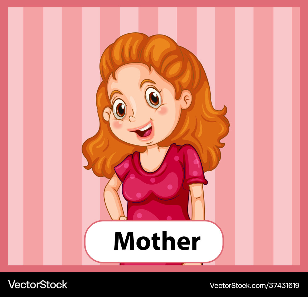 Educational english word card mother Royalty Free Vector