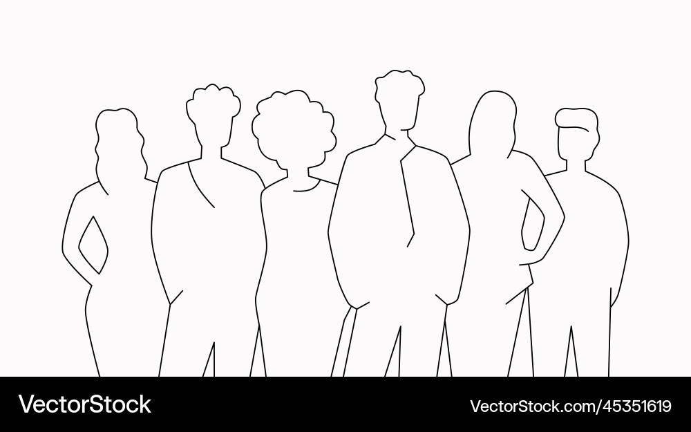 Group of people outline style Royalty Free Vector Image