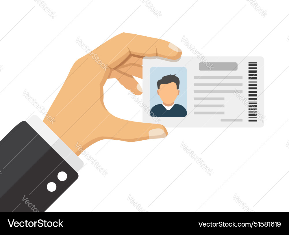 Hand holding driver license icon in flat style Vector Image