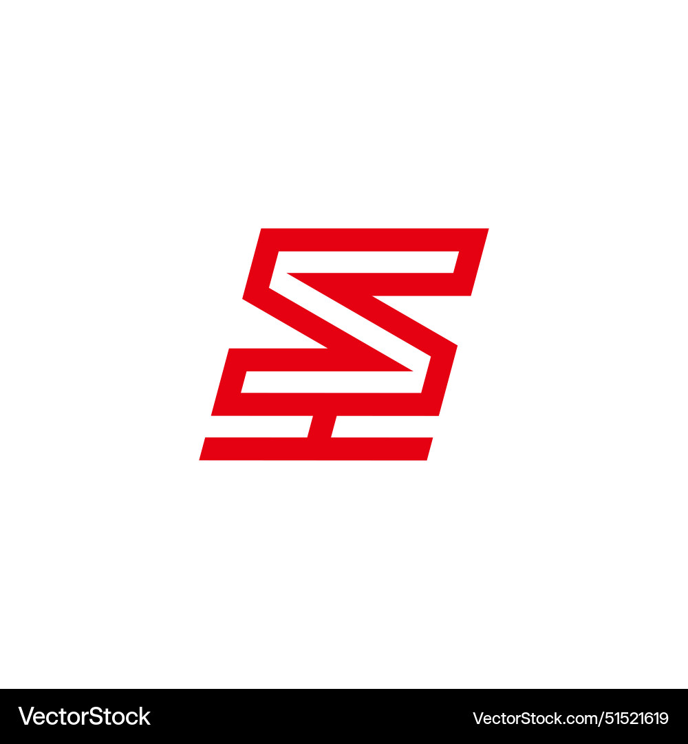 Letter sh abstract stripes linear simple logo Vector Image