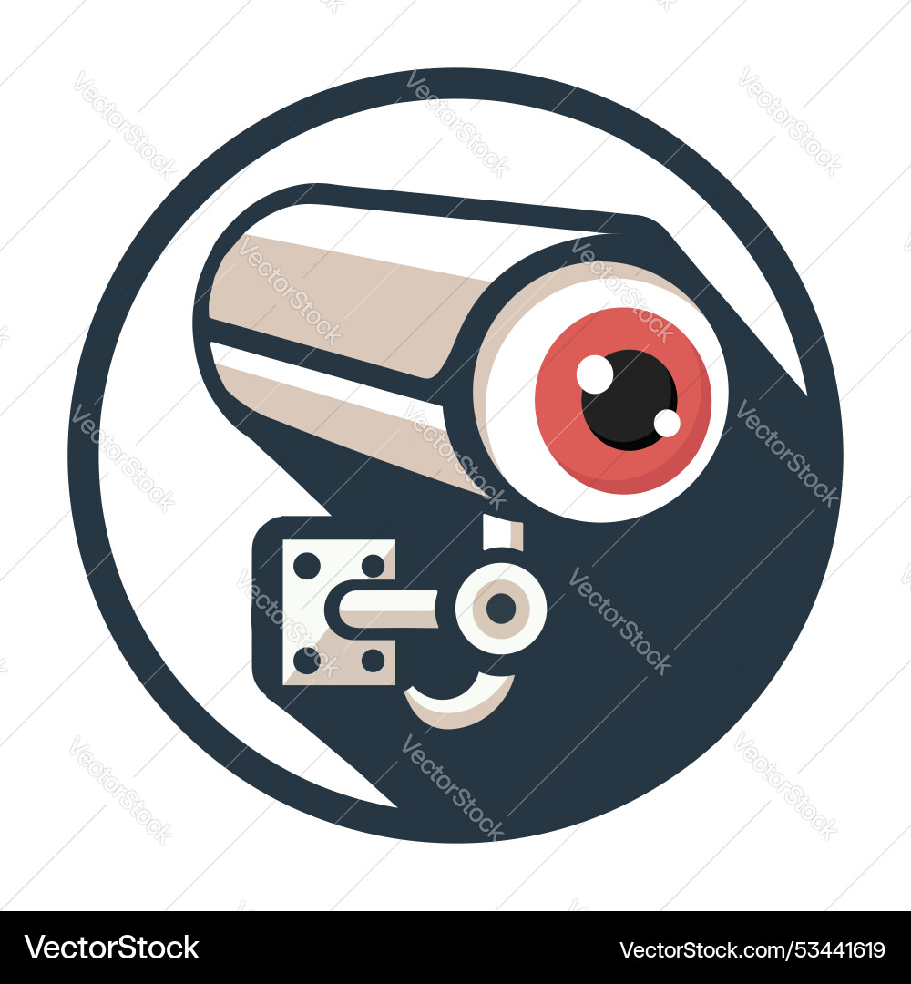 Security camera icon with long shadow Royalty Free Vector