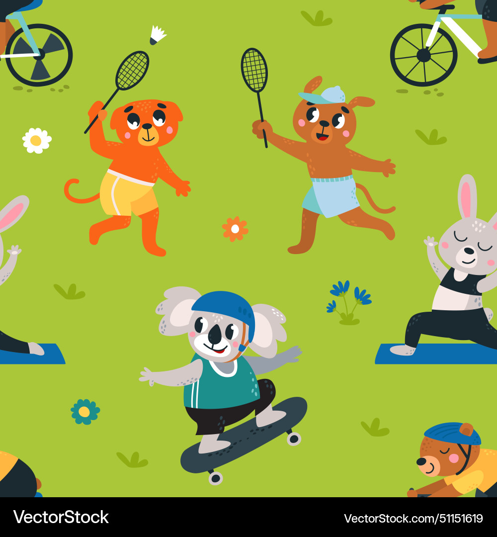 Sport animal seamless pattern animals athletes Vector Image