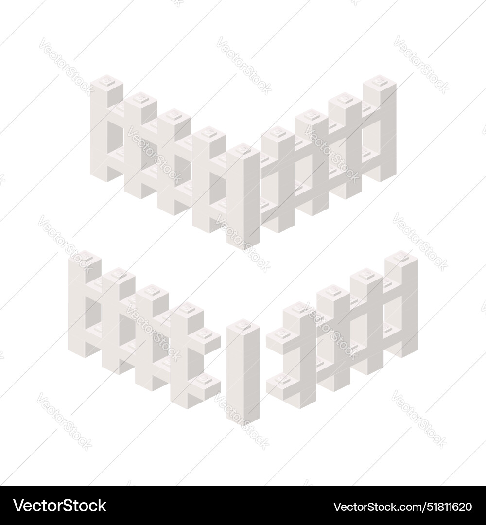 A segment of white fence with post in isometry Vector Image