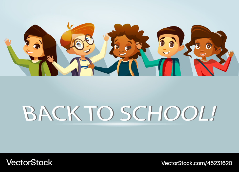 Back to school kids poster template Royalty Free Vector