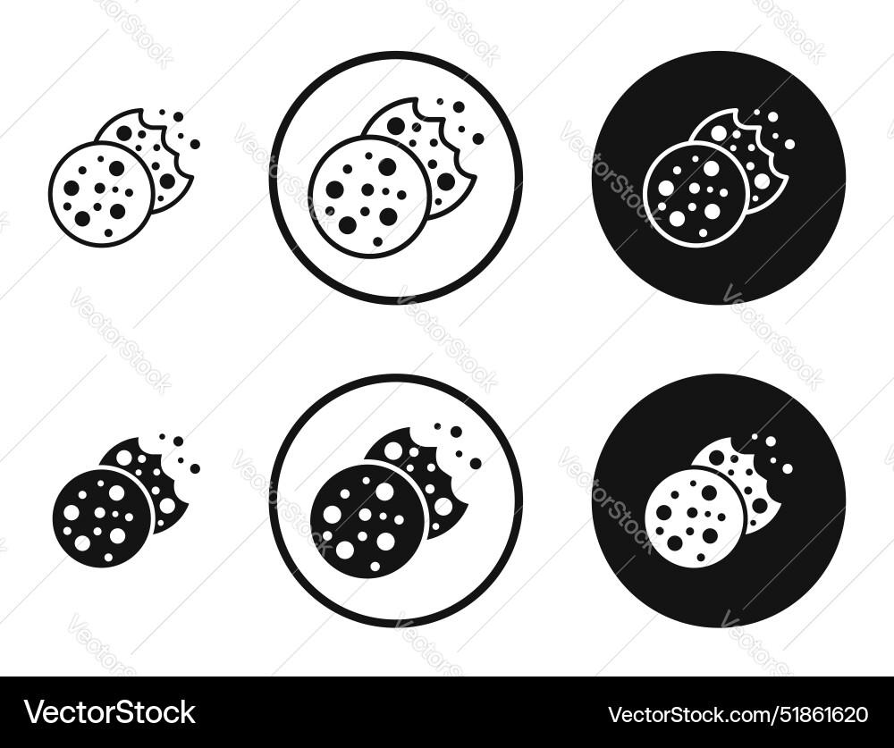 Cookie icon set in black and white outlines – Royalty-Free Vector ...