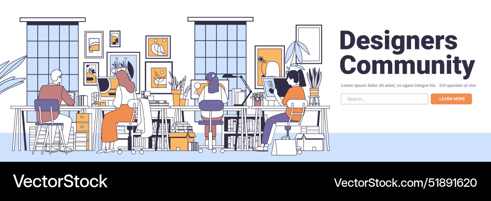 Designers community collaborative workspace Vector Image