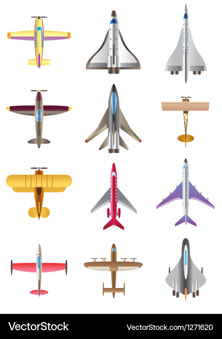 Different airplanes icons set Royalty Free Vector Image