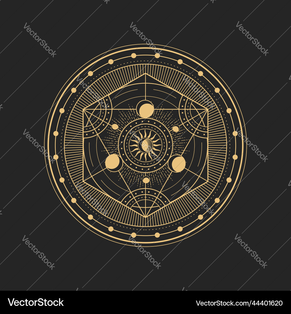Esoteric occult sign with moon sun amulet Vector Image