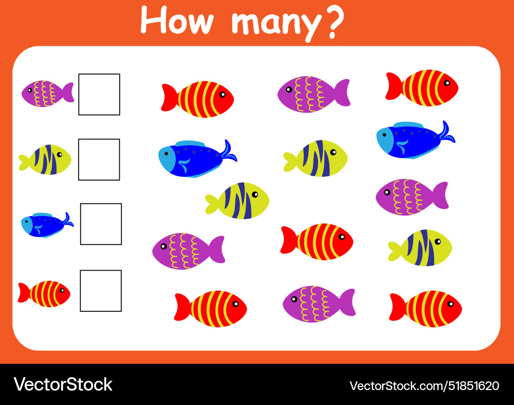 How many sea animals are there counting game Vector Image