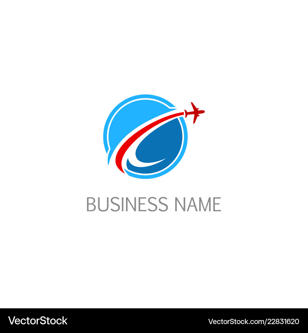 Round airplane fly company logo Royalty Free Vector Image