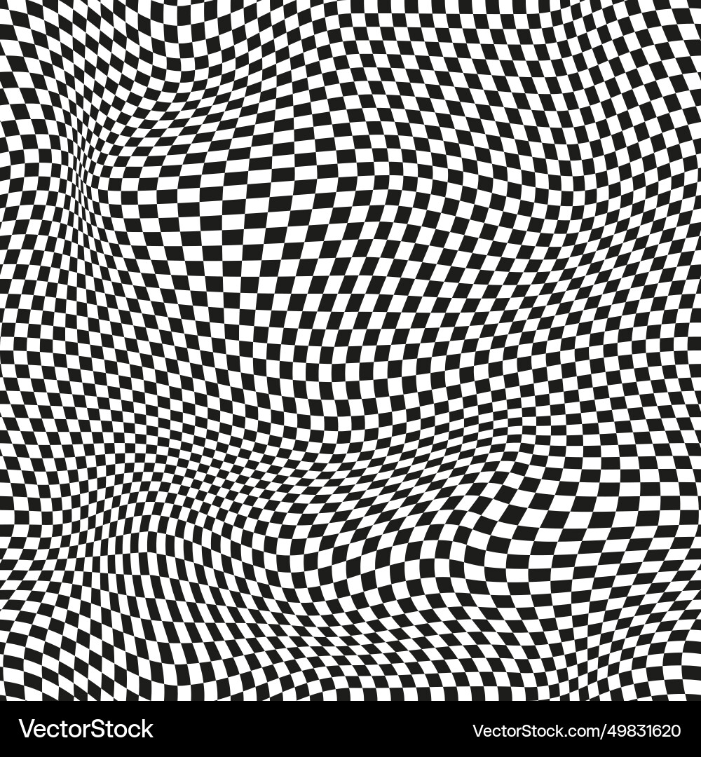 Seamless checkered pattern distorted optical Vector Image