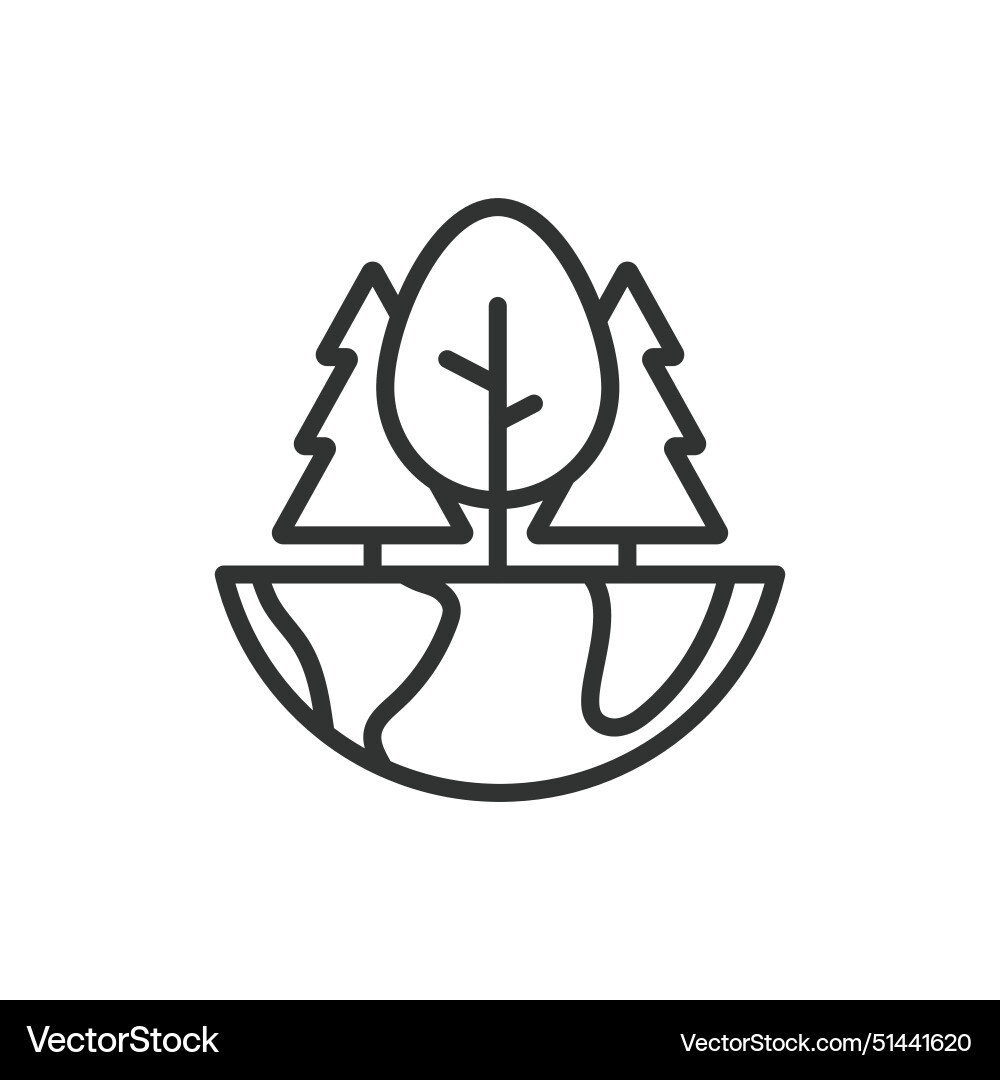 World forest in line design trees Royalty Free Vector Image