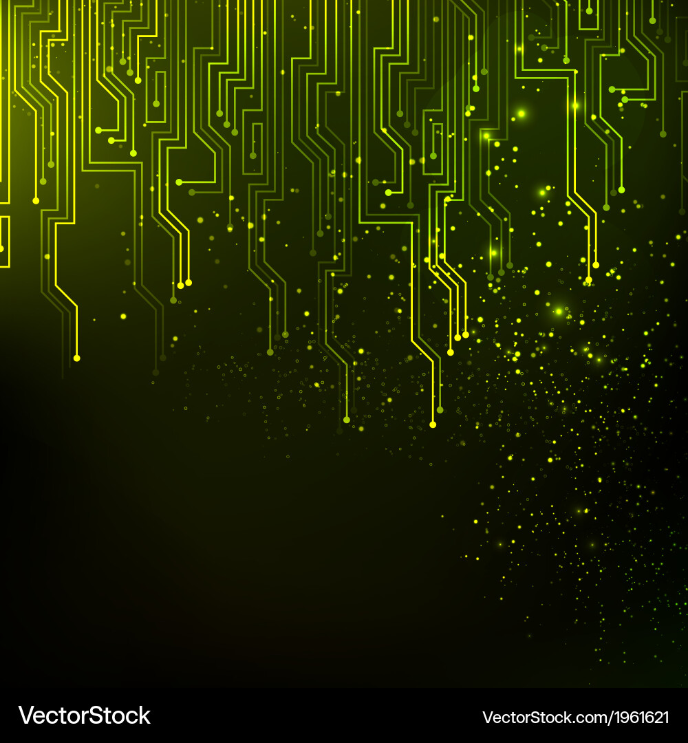 Abstract Green Circuit Lights Background Vector Image