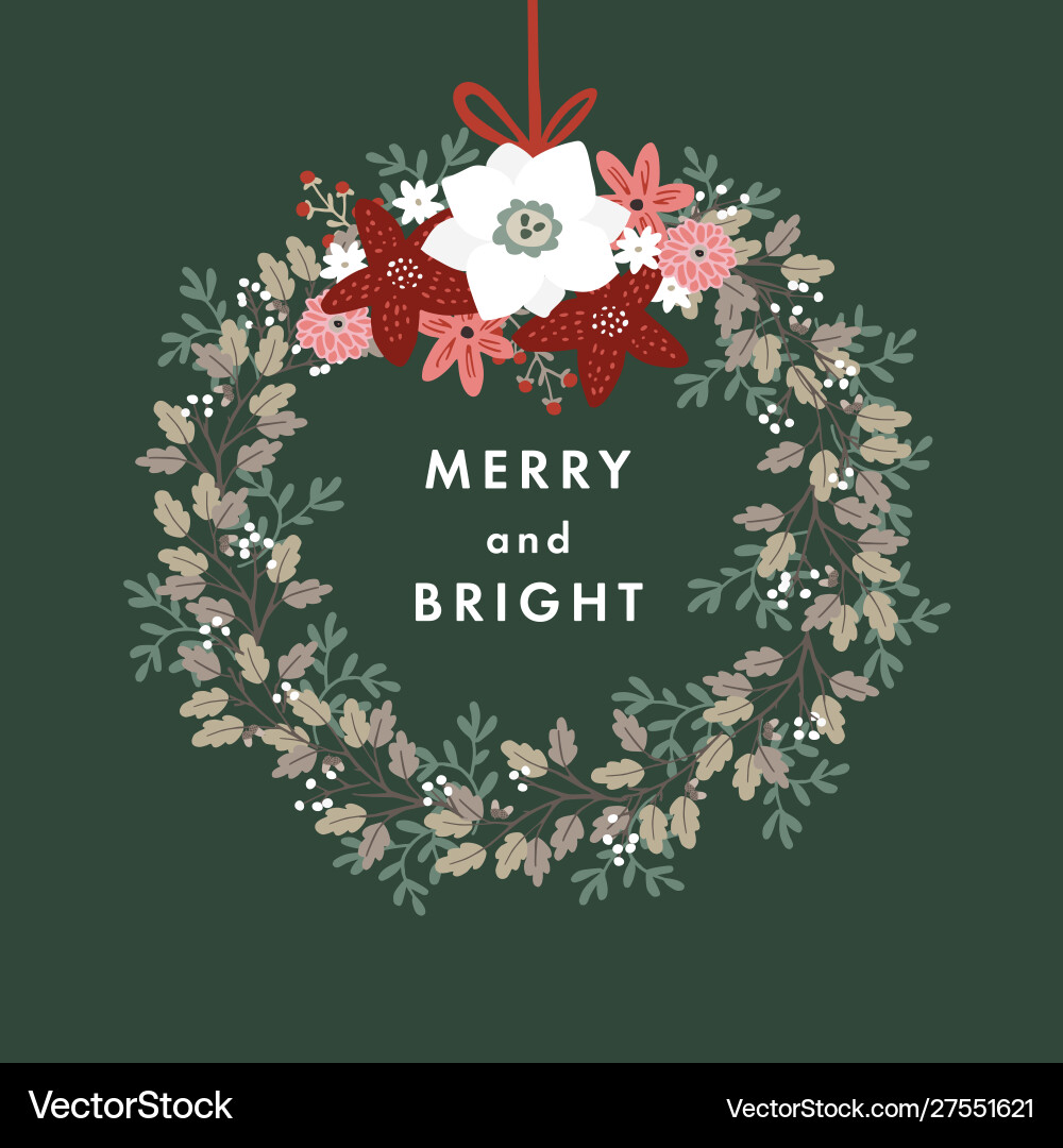Merry and bright christmas greeting card Vector Image