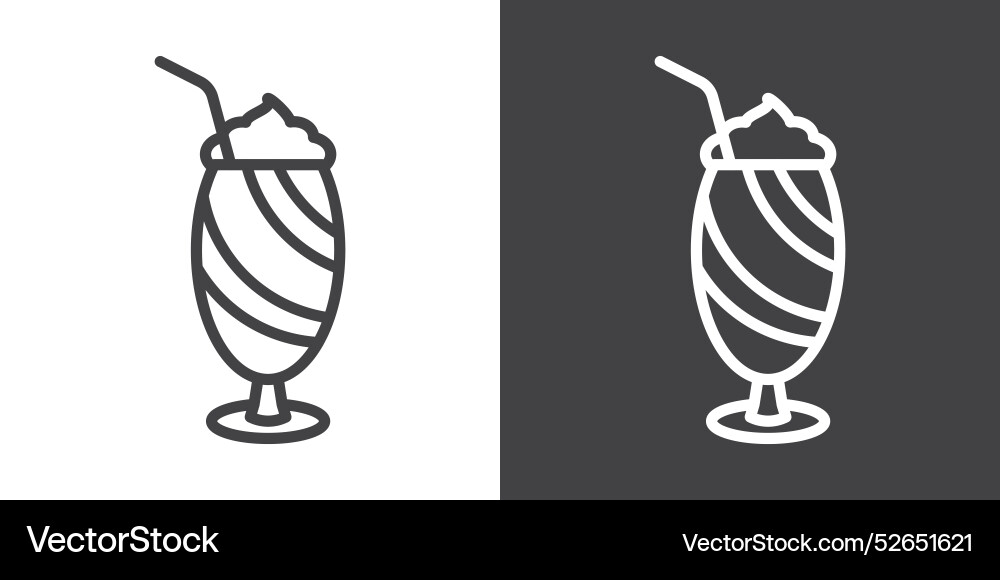 Milk shake icon flat set outline Royalty Free Vector Image