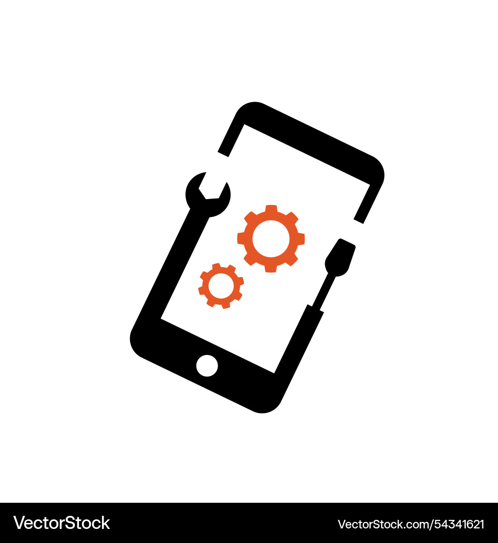 Mobile repair logo phone tools symbol Royalty Free Vector