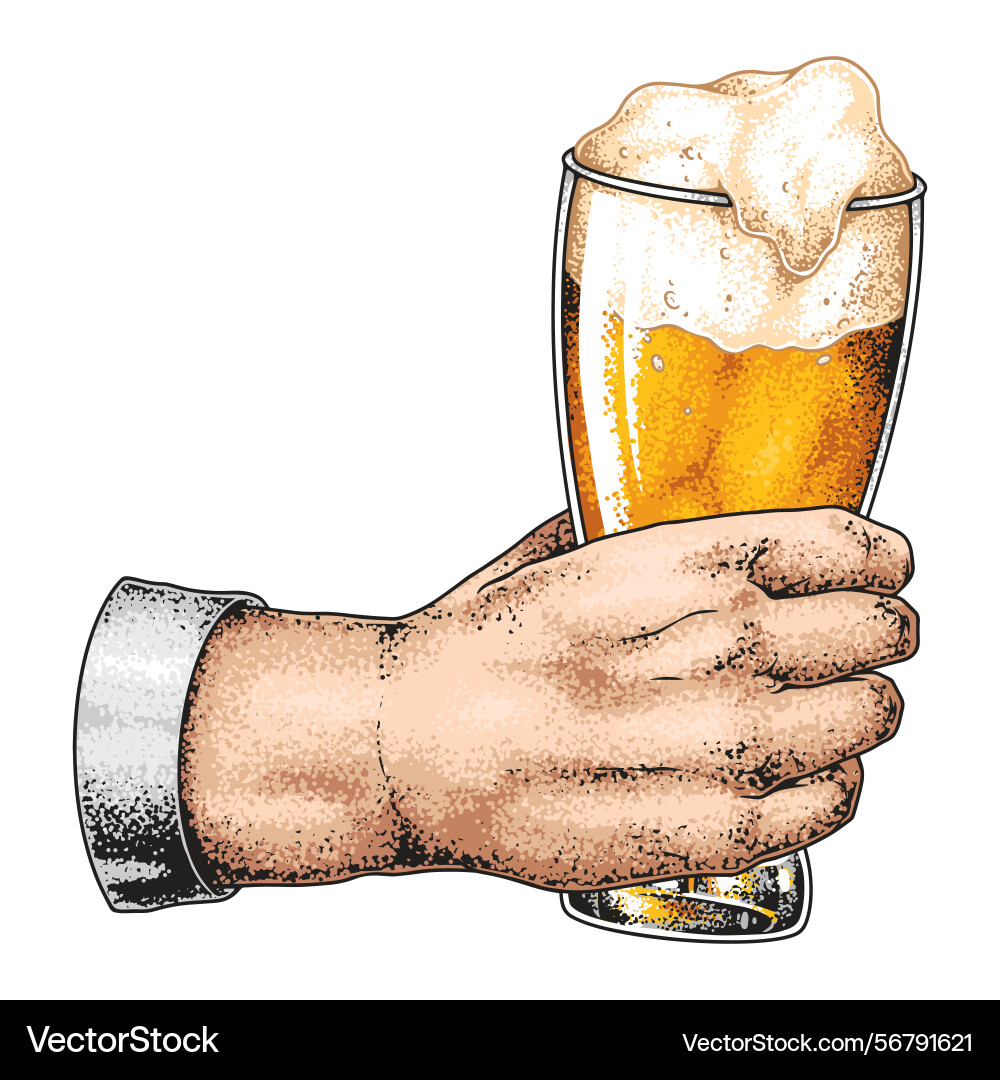 Pouring a refreshing beer in lively setting Vector Image