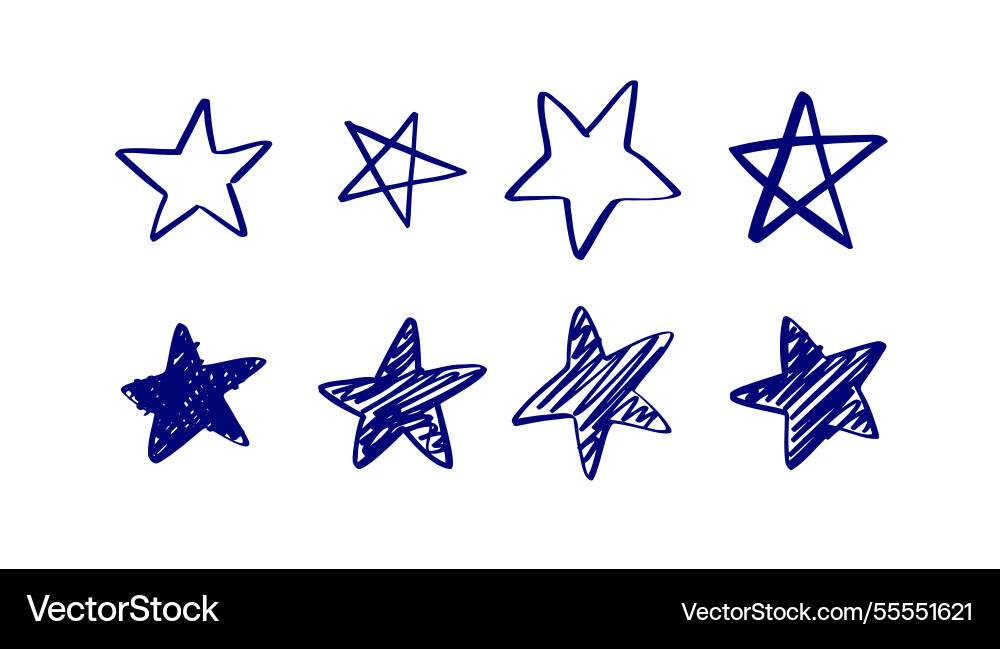 Star hand drawn blue marker pen doodle star Vector Image