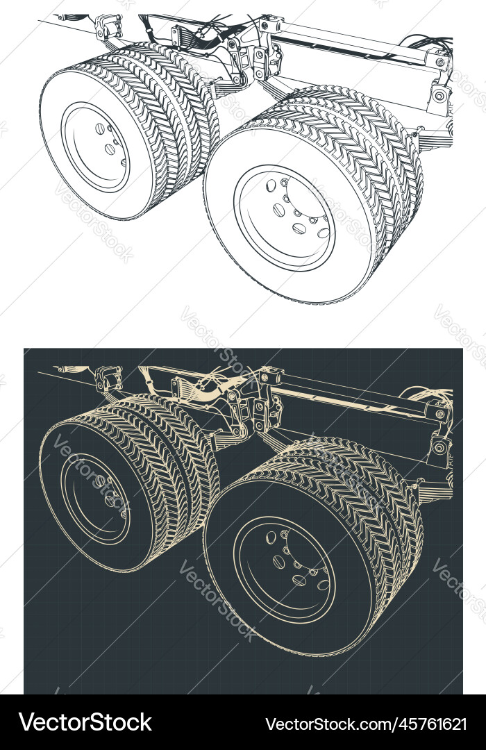 Tandem truck axle suspension close up Royalty Free Vector
