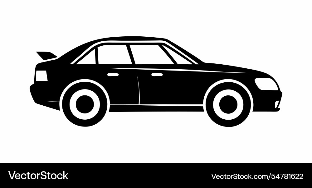 Black car silhouette side view Royalty Free Vector Image