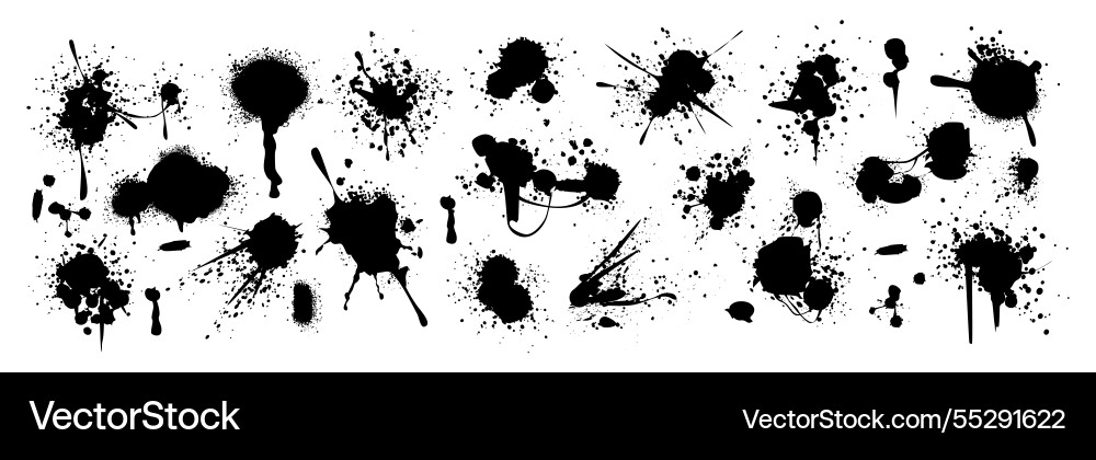 Black spray paint drips inky blots ink abstract Vector Image