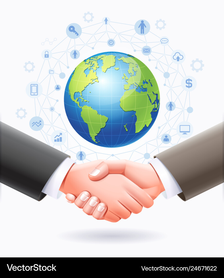 Business handshake with globe earth background Vector Image