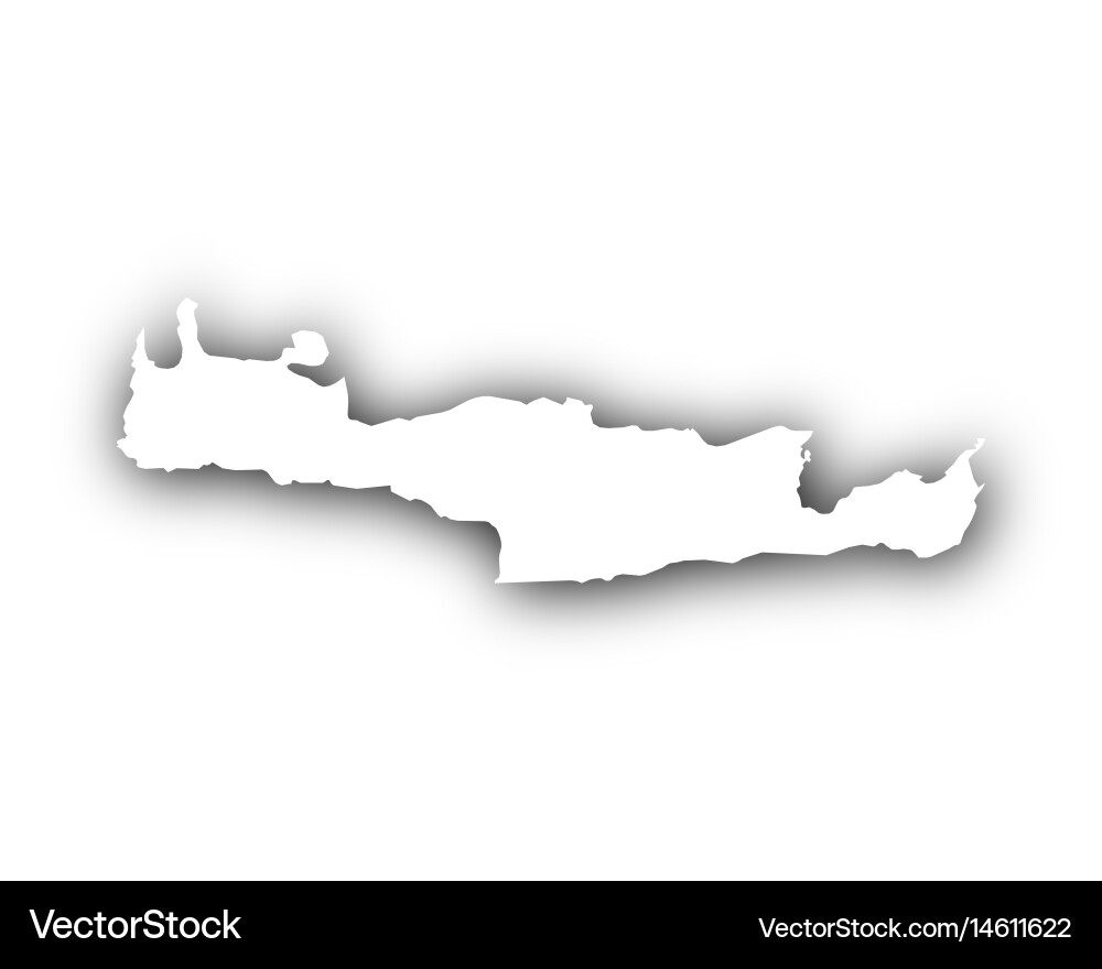 Crete Island Map with Shadow Royalty Free Vector Image