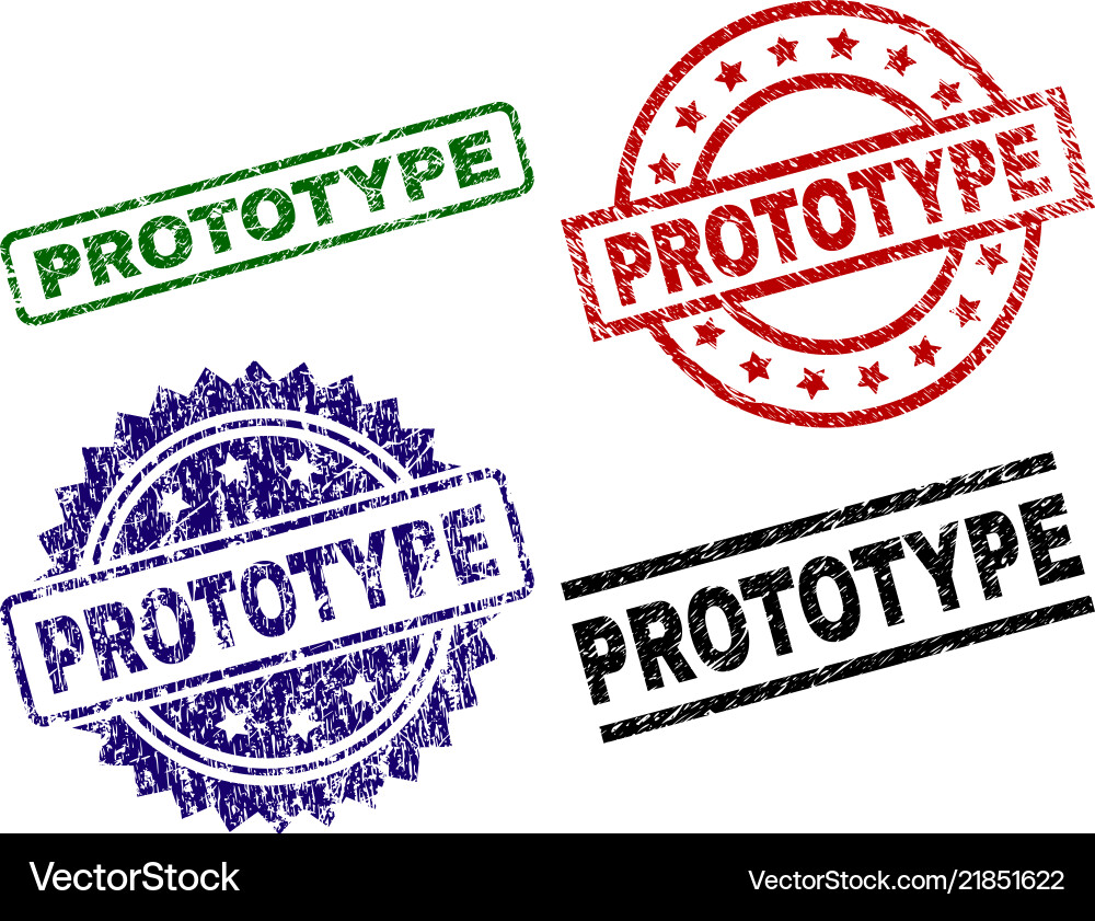 Damaged textured prototype stamp seals Royalty Free Vector