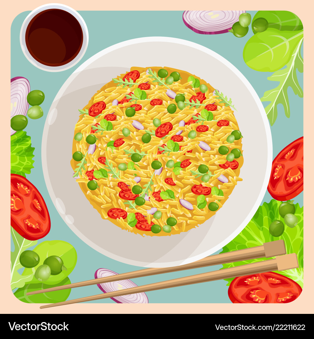 Delicious Fried Rice with Vegetables Royalty Free Vector