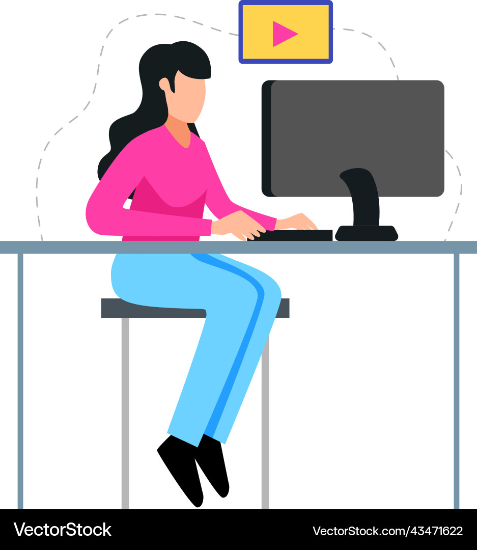 Distant student computer composition Royalty Free Vector