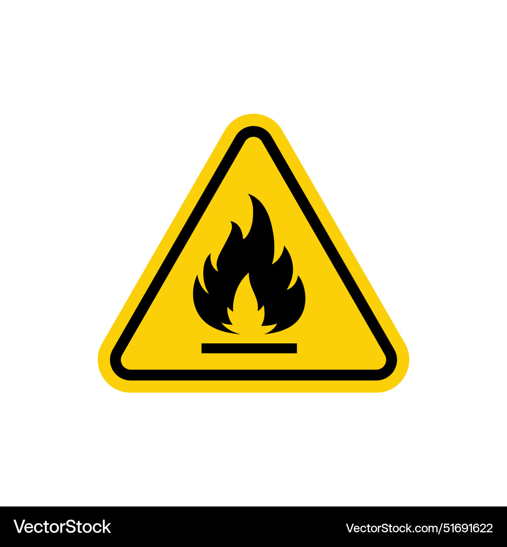 Fire warning sign or inflammable substances icon Vector Image