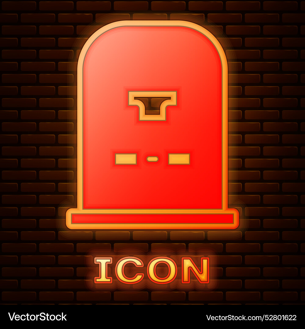 Glowing neon tombstone with rip written Royalty Free Vector